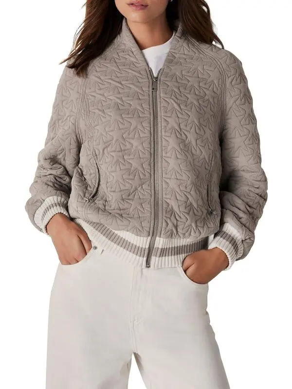 Mint Velvet Quilted Star Bomber - Grey