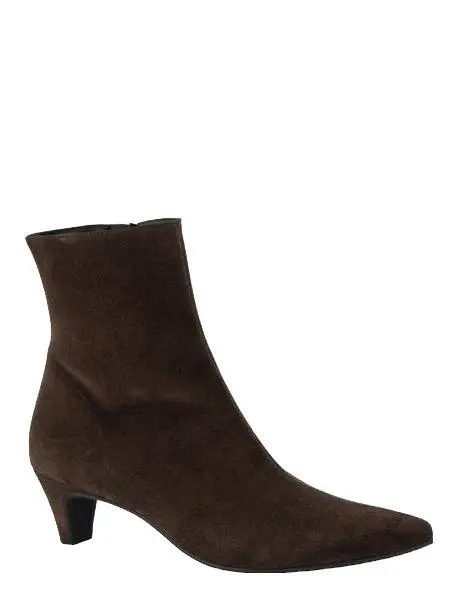 Paul Green Ciara Pointed Toe Kitten Heel Bootie - Mocca Soft Suede
