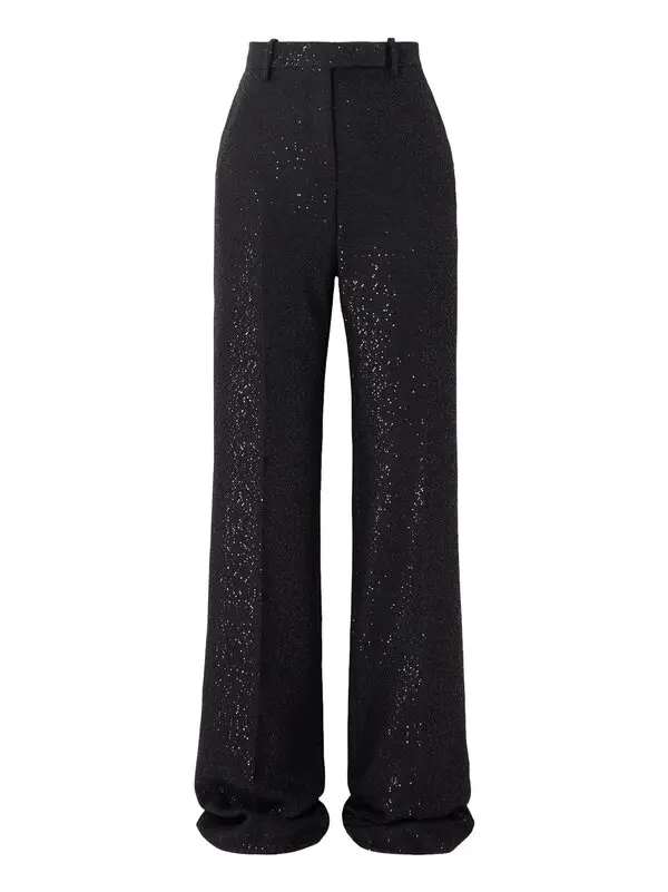 TOM FORD Sequin-embellished Wool-blend Twill Straight-leg Pants - Black