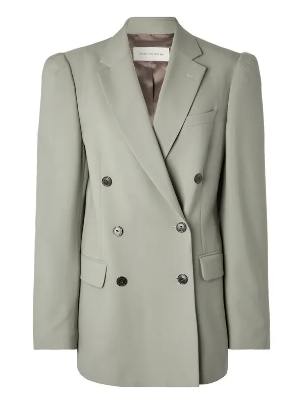 Dries Van Noten Double-breasted Twill Blazer - Green