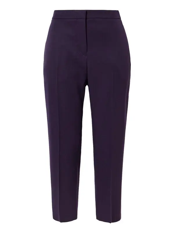 Alexander McQueen Cropped Grain De Poudre Wool Tapered Pants - Purple