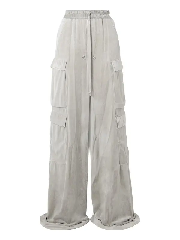 Rick Owens Shell-trimmed Velvet Wide-leg Cargo Pants - Gray