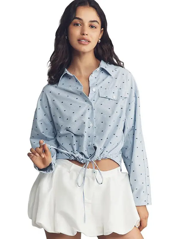 Maeve Cinched-waist Buttondown Shirt - Novelty Sun