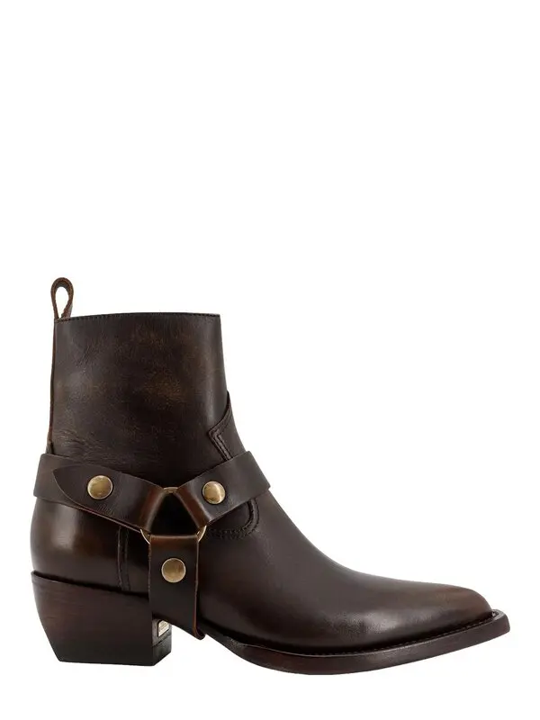 GOLDEN GOOSE Debbie Distressed Leather Boots - Brown
