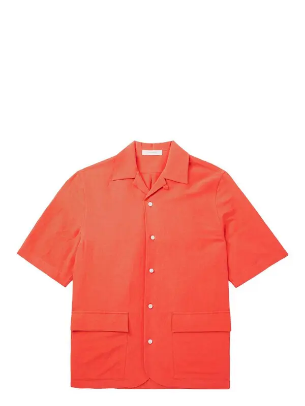 UMIT BENAN Cuban Convertible-collar Linen And Silk-blend Shirt - Orange
