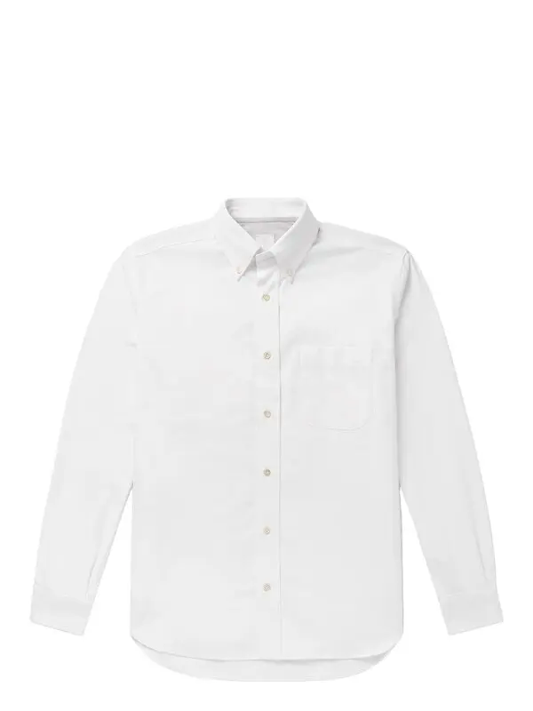 Eleventy Button-down Collar Cotton Oxford Shirt - White
