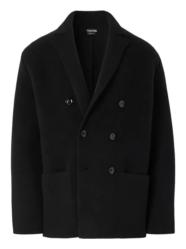 TOM FORD Double-breasted Cashmere-blend Blazer - Black