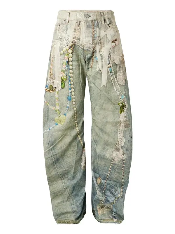 Acne Studios 2006 Wide-leg Printed Jeans - Green