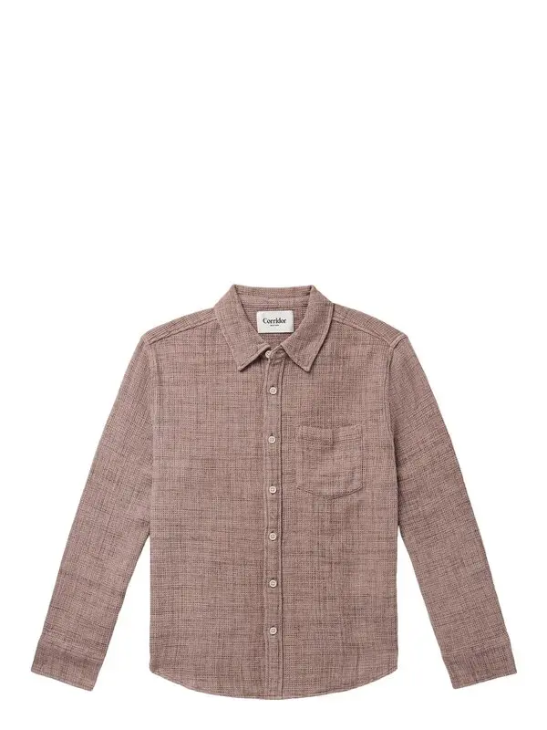 CORRIDOR Waffle-knit Cotton Shirt - Pink