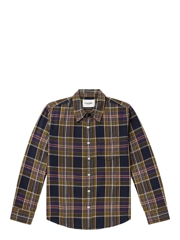 CORRIDOR Tea Tree Checked Cotton Shirt - Blue