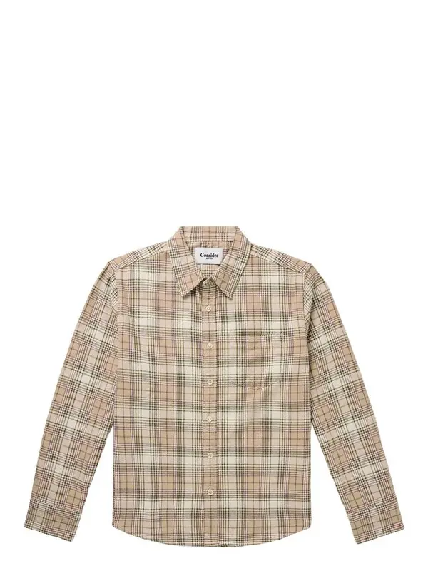CORRIDOR Birch Checked Cotton-canvas Shirt - Neutrals