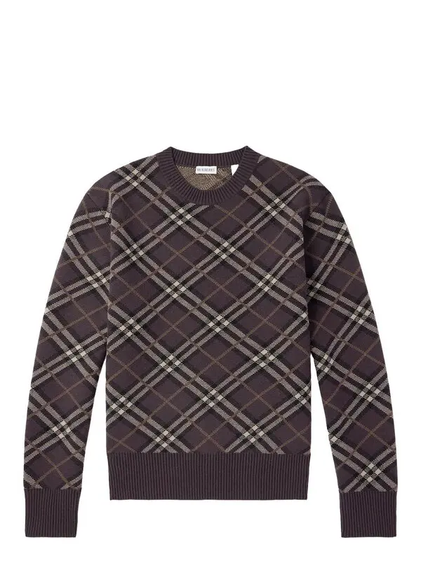 Burberry Gregory Checked Wool-blend Sweater - Brown