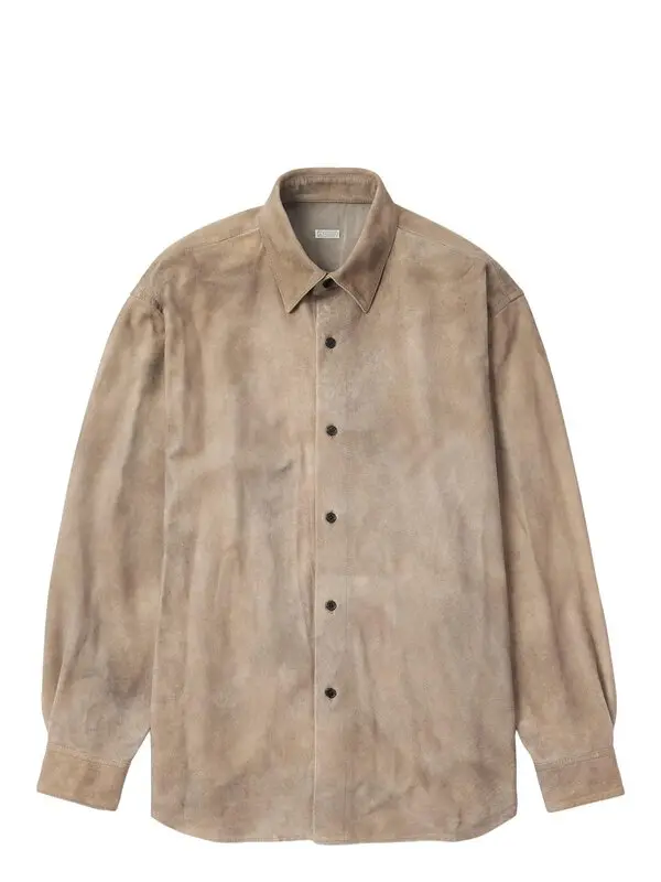 A.PRESSE Distressed Suede Shirt Jacket - Gray