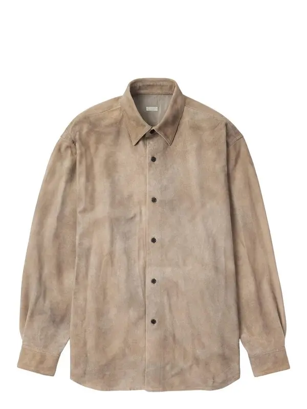 A.PRESSE Distressed Suede Shirt Jacket - Gray