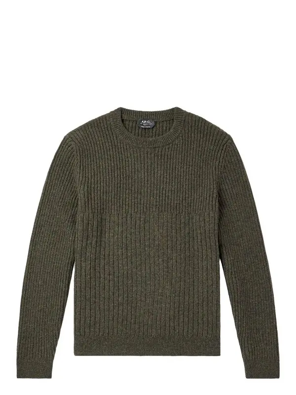 A.p.c. Ribbed Wool Sweater - Green