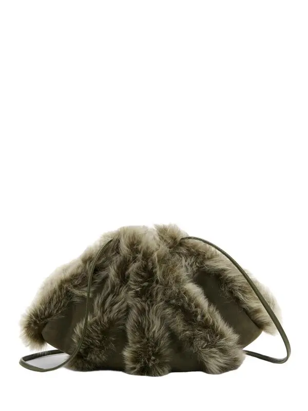 Ulla Johnson Adria Shearling Handbag - Militaire