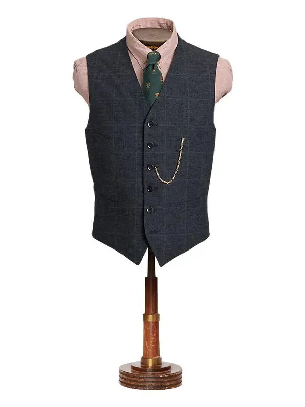 Ralph Lauren Checked Herringbone Vest - Blue/grey Multi