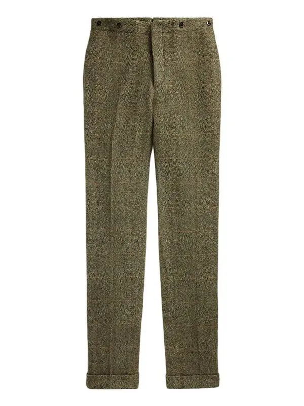 Ralph Lauren Slim Fit Windowpane Wool Suit Trousers - Green/tan Multi