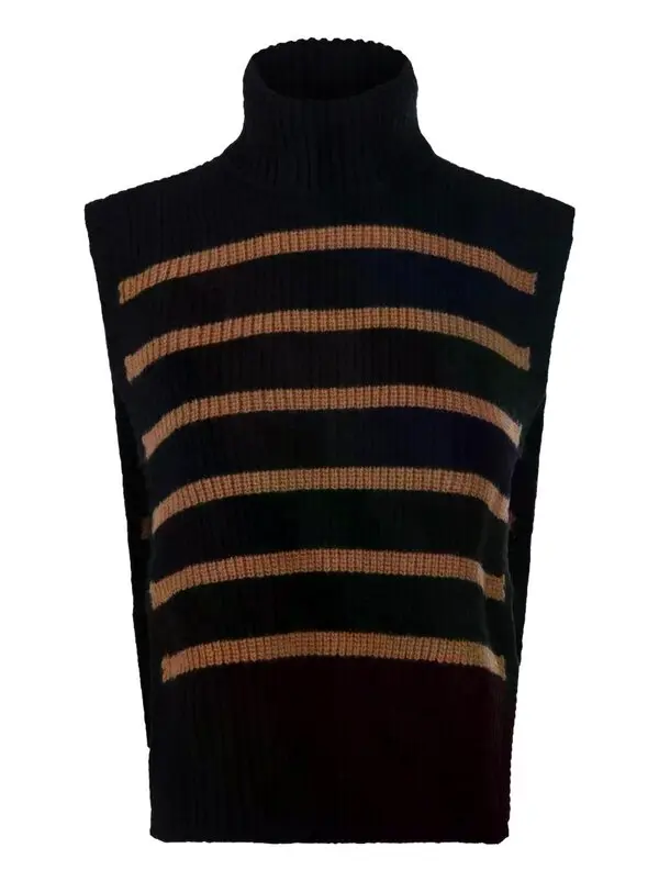 DAVANTINO Striped Turtleneck Vest - Black