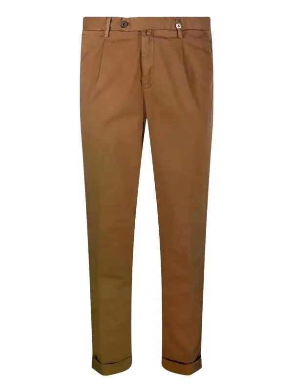 MYTHS Pleated Cuffed Straight Trousers - Brown
