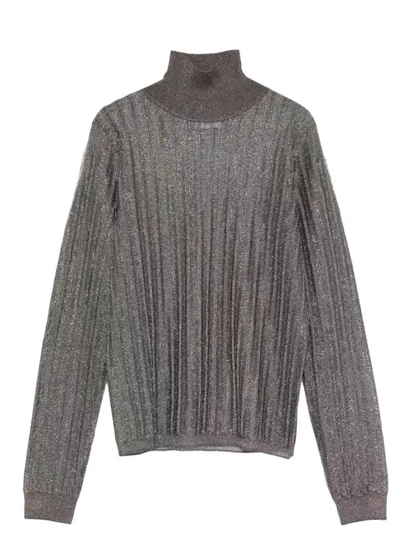 ALYSI Ribbed Metallic Top - Grey
