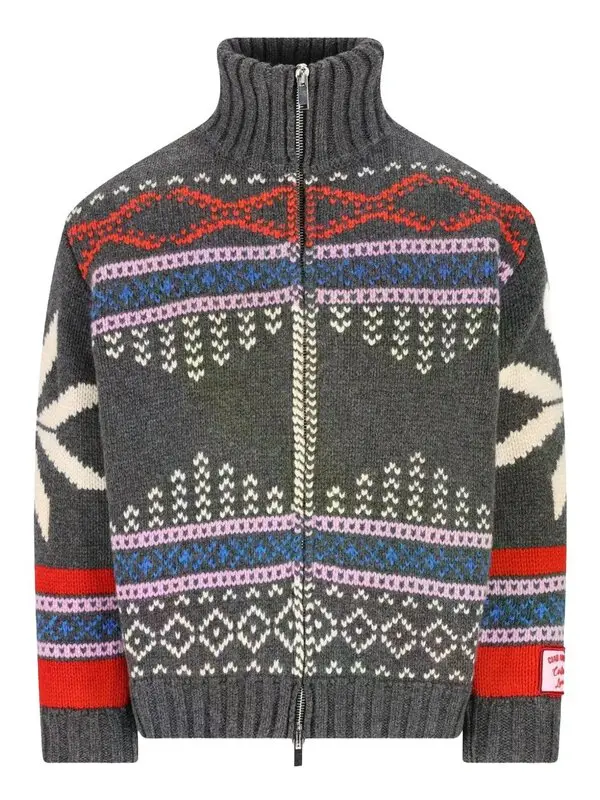 Giada Benincasa Fair Isle Zip-up Cardigan - Grey