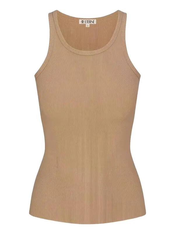 Eterne Ribbed High-neck Tank Top - Brown