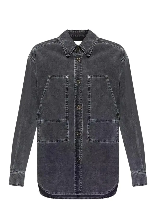 MARANT ETOILE Patch-pocket Corduroy Shirt - Grey