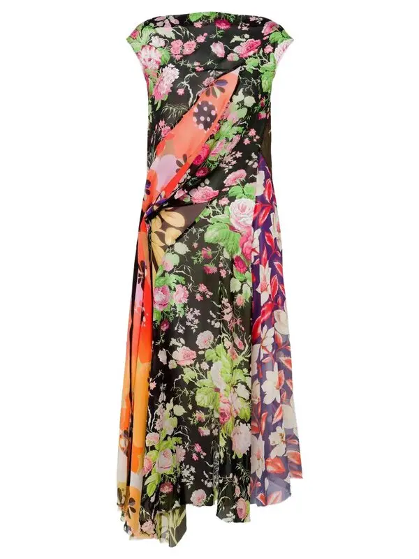 Moschino Floral-print Asymmetrical Dress - Black