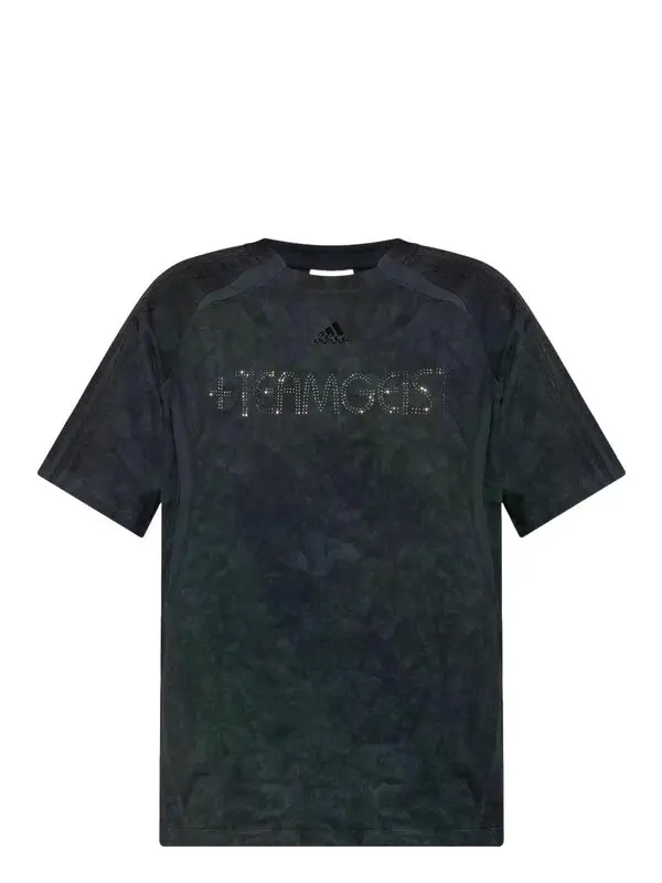 Adidas Rhinestone-embellished Cotton T-shirt - Black