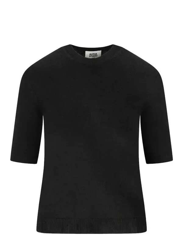 Alpha Studio Cashmere Short-sleeve Sweater - Black