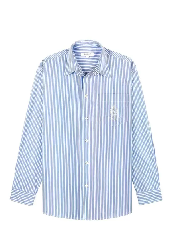 SPORTY & RICH Striped Embroidered Shirt - Blue