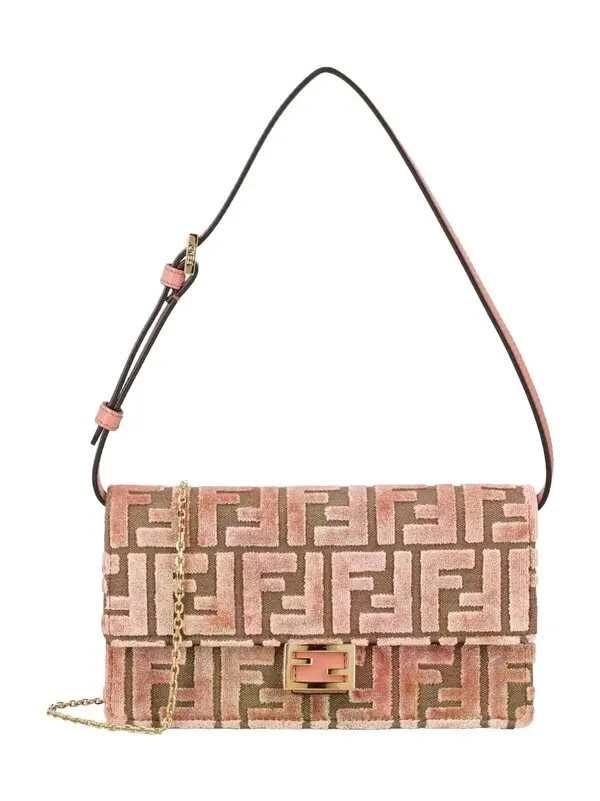 Fendi Medium Baguette Jacquard-velvet Shoulder Bag - Pink