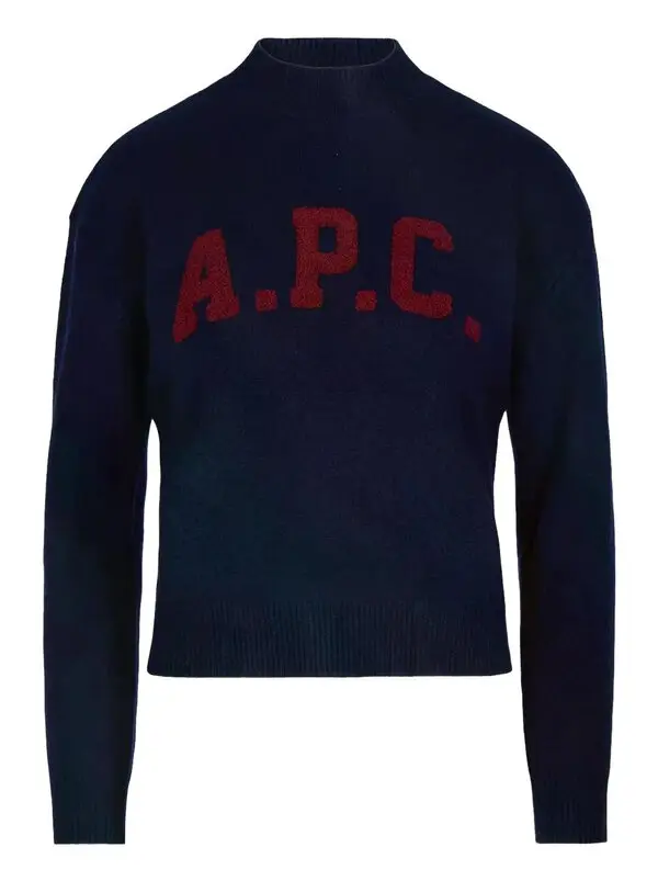 A.p.c. Logo-embroidered Turtleneck Sweater - Blue