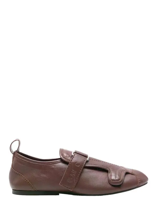Plan C Buckle-strap Leather Sneakers - Brown