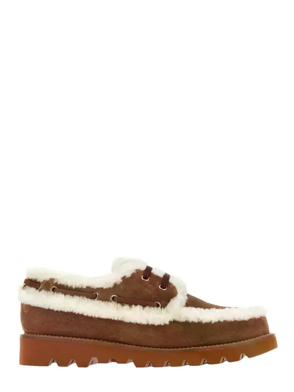 Valentino Garavani Shearling-trimmed Suede Loafers - Brown