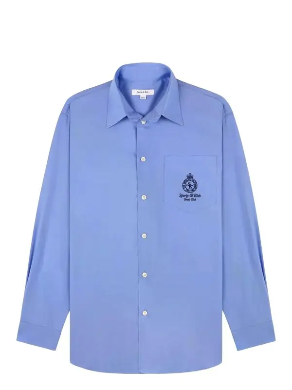 SPORTY & RICH Embroidered-pocket Shirt - Blue