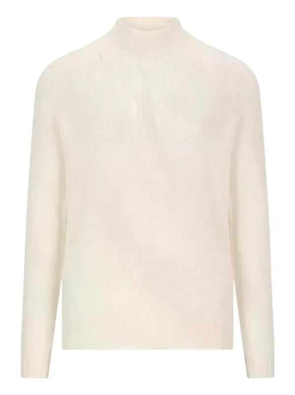 Tagliatore High-collar Ribbed Sweater - Neutrals