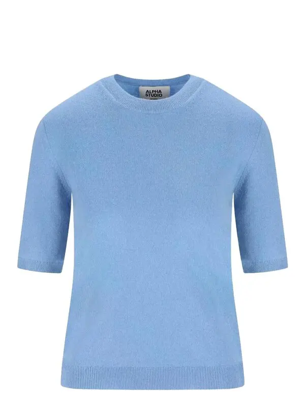 Alpha Studio Cashmere Short-sleeve Top - Blue
