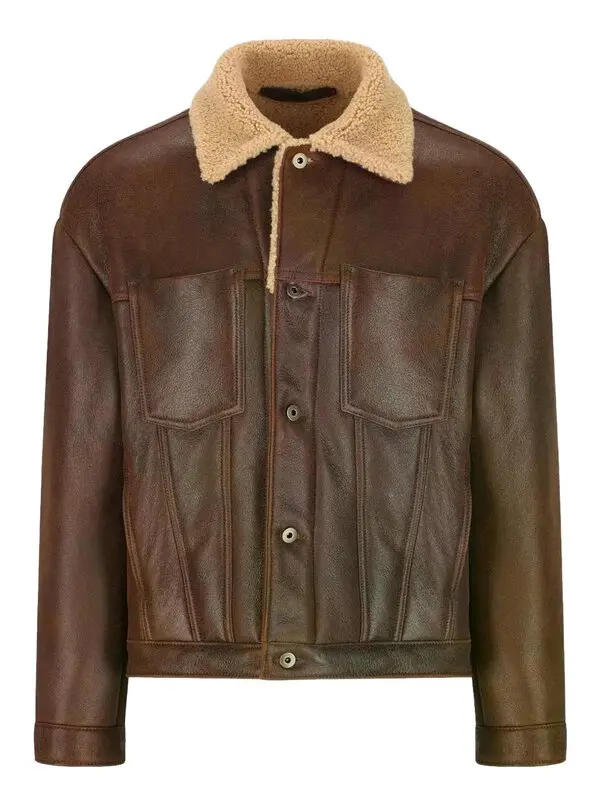 SALVATORE SANTORO Button-fastening Leather Jacket - Brown
