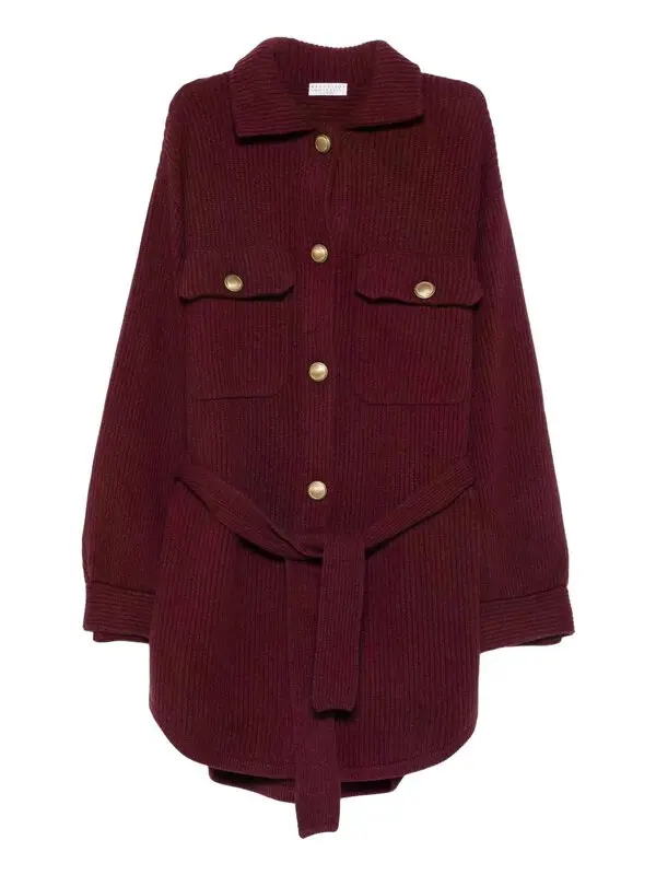 Brunello Cucinelli Buttoned Cardigan With Belt - Red