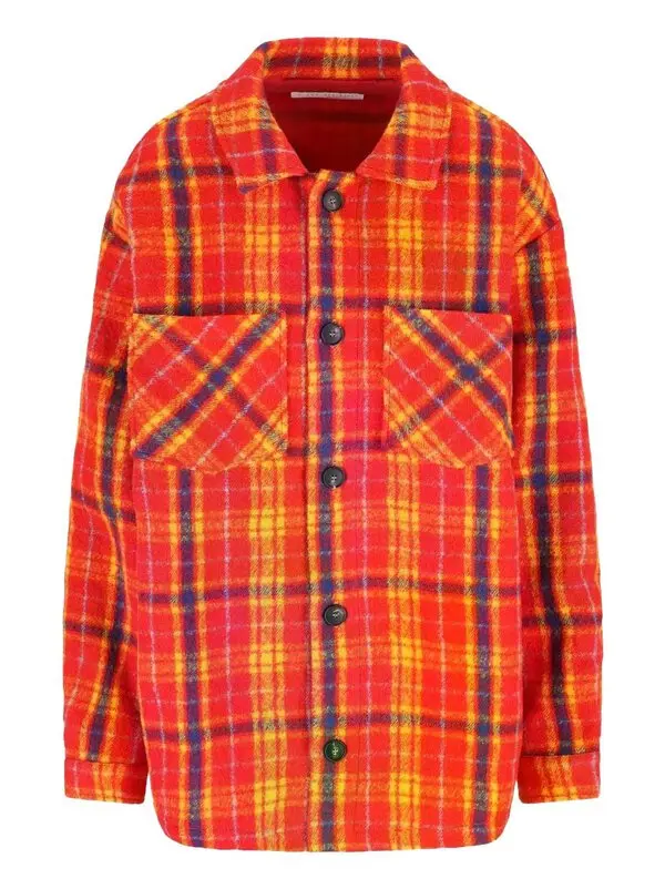 Giada Benincasa Checked Wool Shirt Jacket - Orange