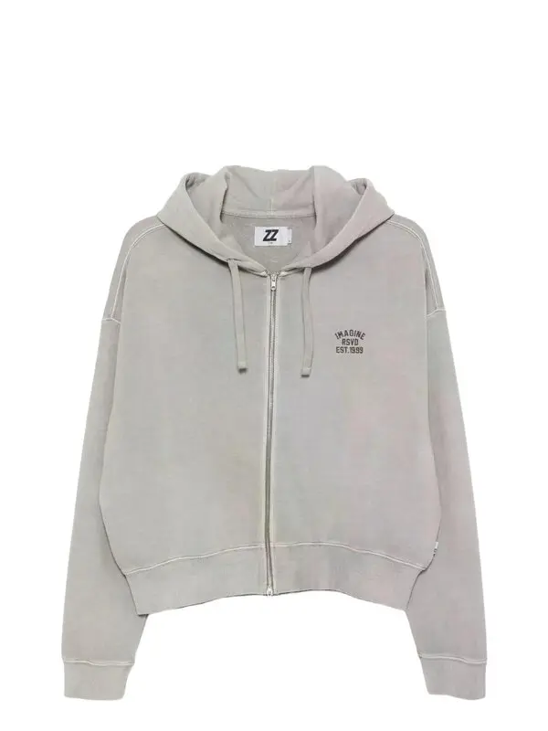 Izzue Logo-embroidered Zip Up Hoodie - Grey