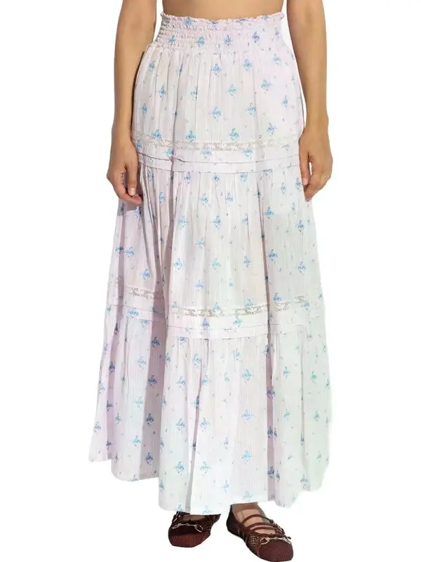 LoveShackFancy Floral-print A-line Maxi Skirt - Pink