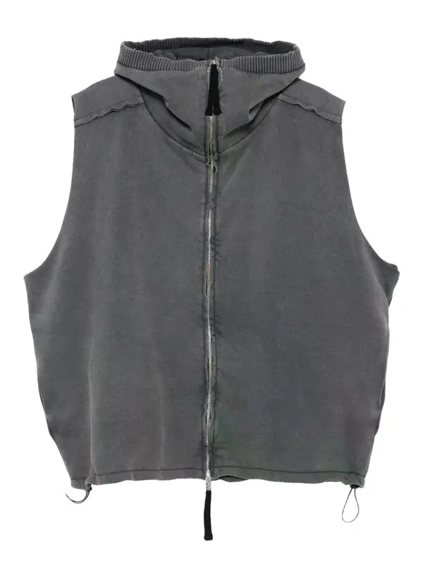 THOM KROM Hooded Zip-up Vest - Grey
