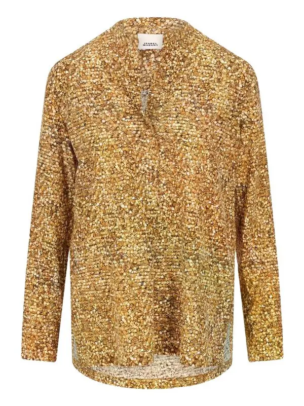 Isabel Marant Mosaic-pattern V-neck Shirt - Yellow