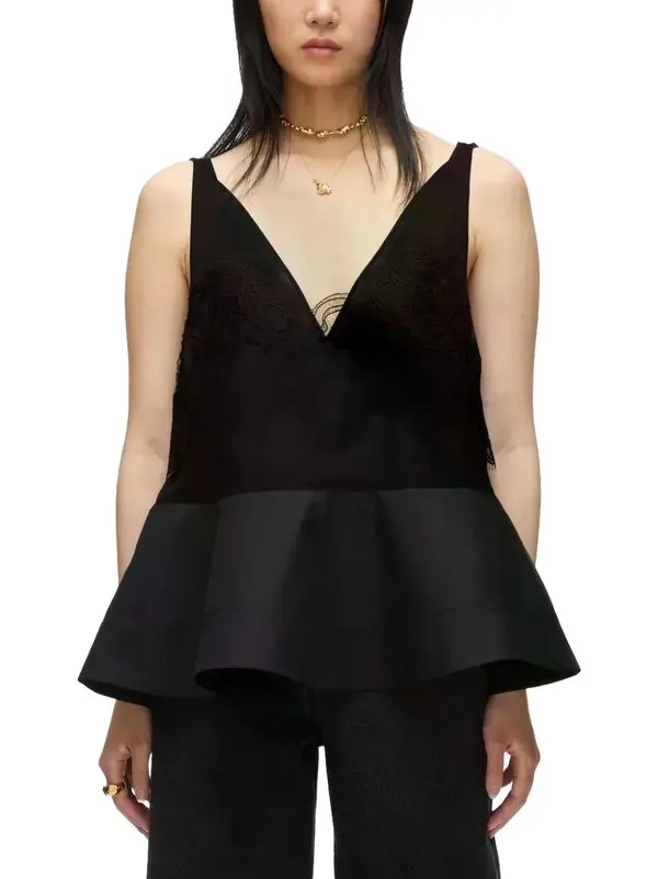3.1 Phillip Lim Lace-panel Peplum Top - Black