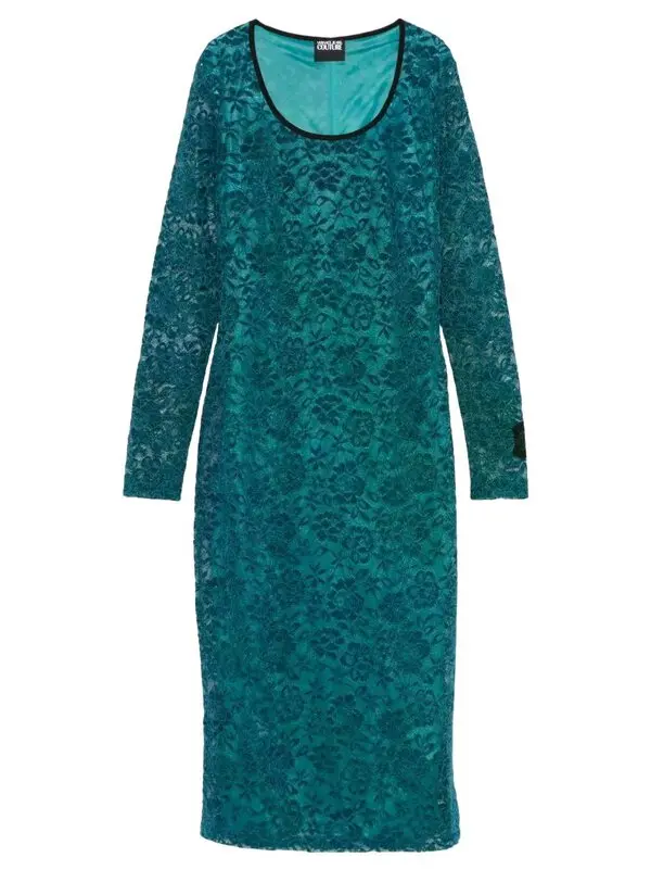 Versace Floral Lace Midi Dress - Blue