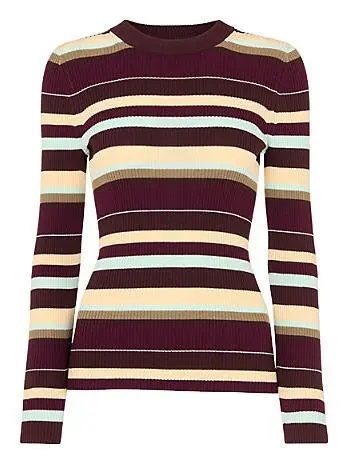 Whistles Crew-neck Multi-stripe Knitted Jumper - Multi-coloured