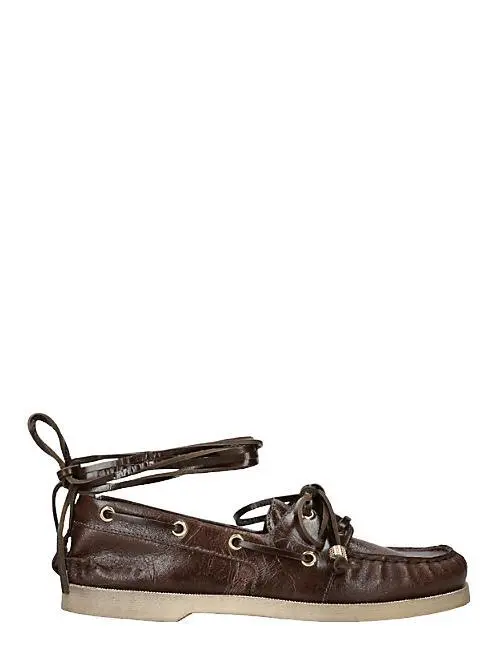 Golden Goose Barca Leather Moccasins - Brown